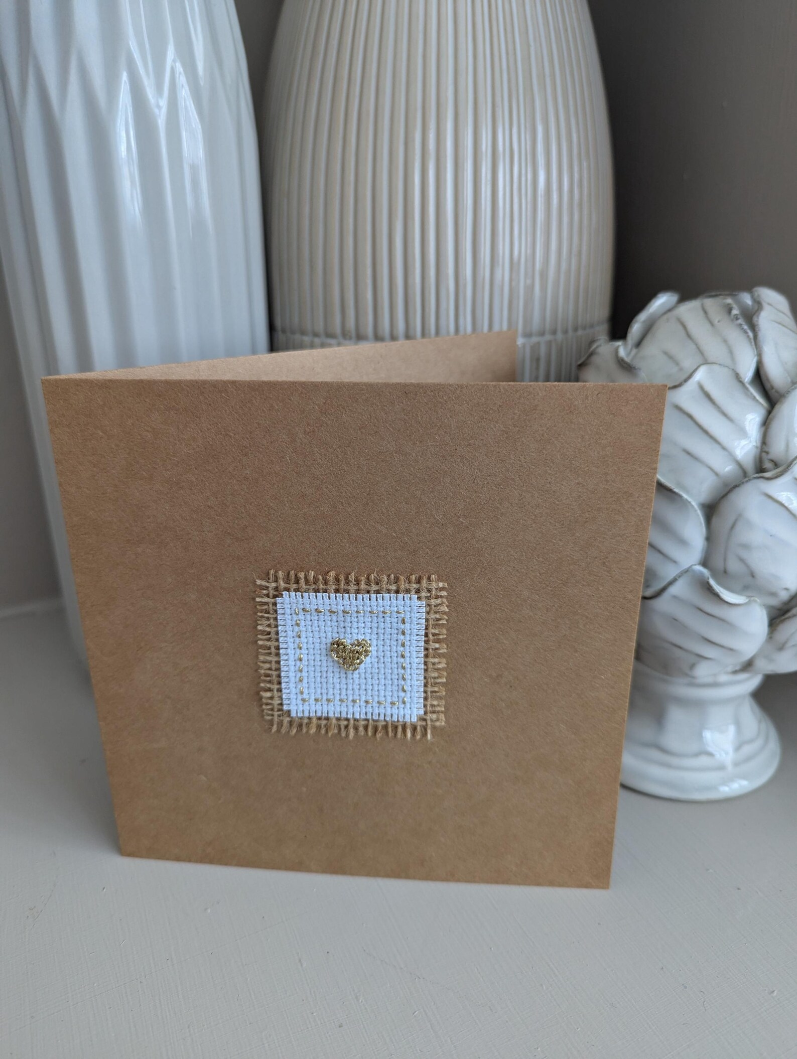Handmade Embroidered Heart Cross-stitch Card - Etsy UK