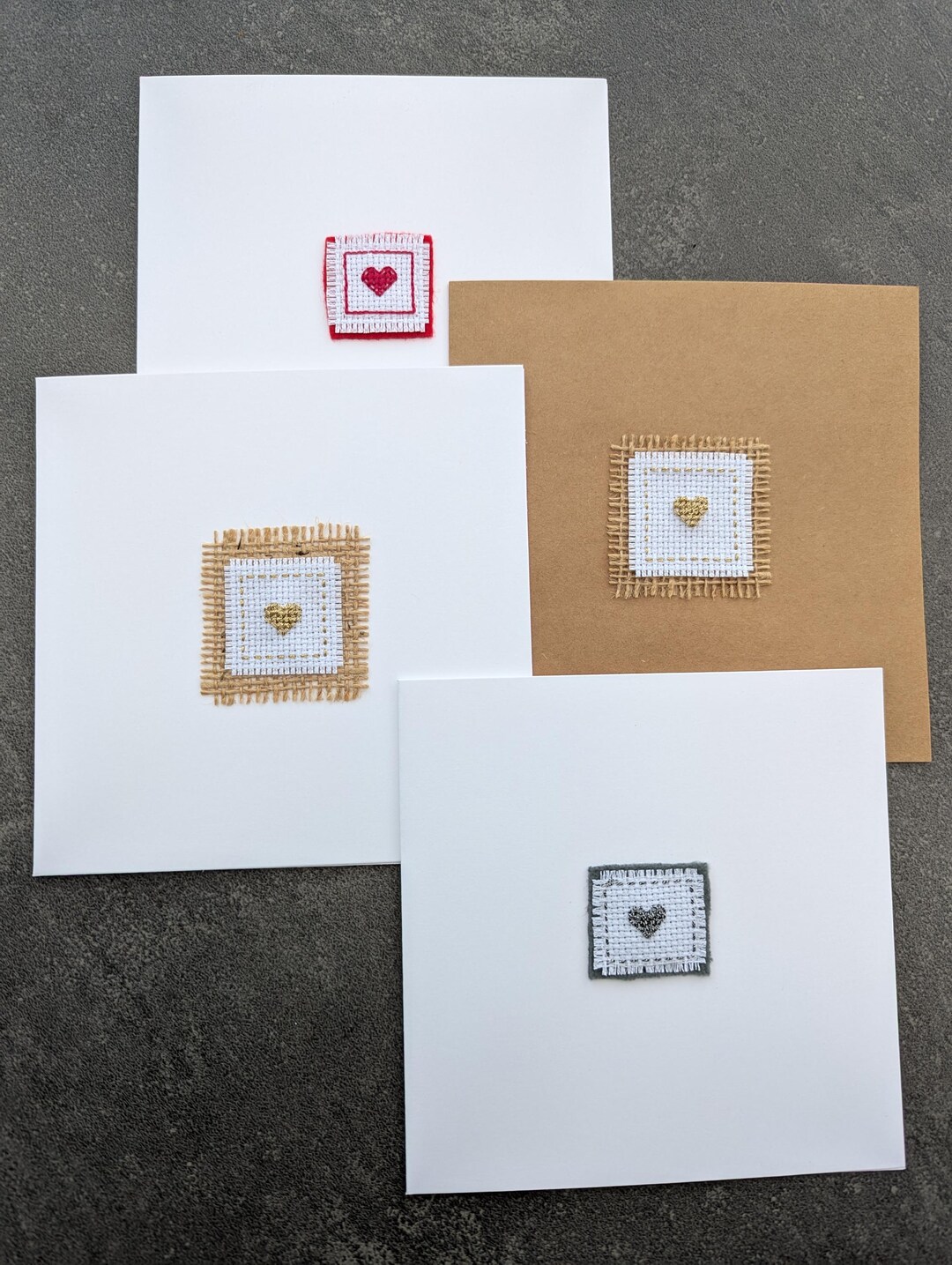 Handmade Embroidered Heart Cross-stitch Card - Etsy UK