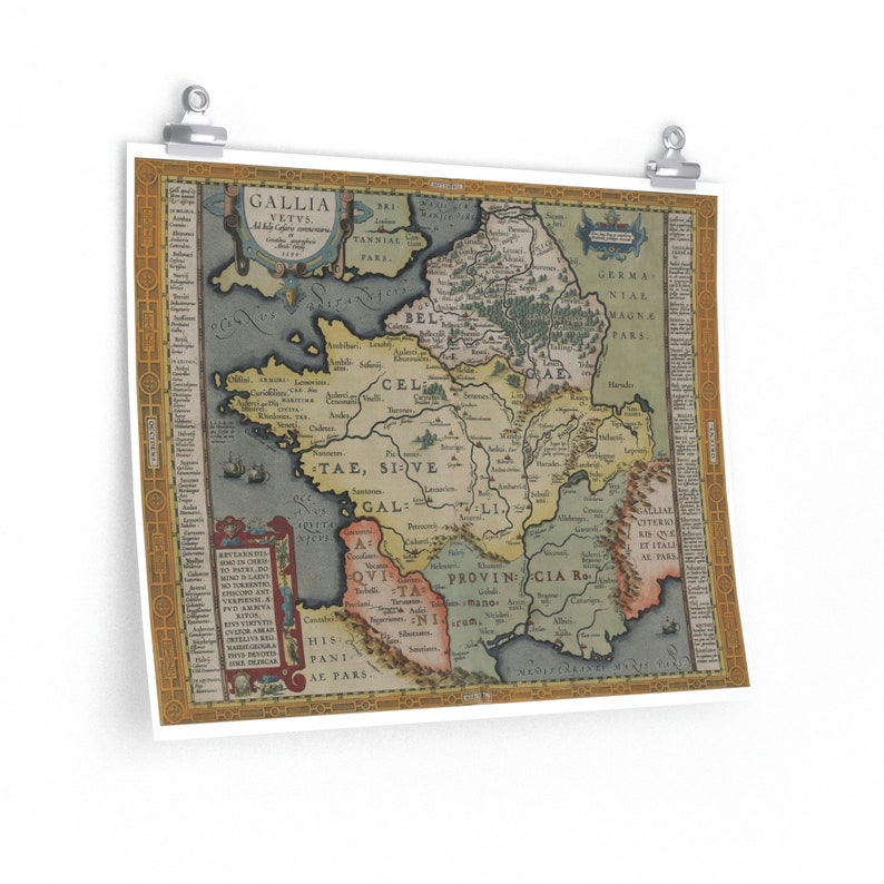 Gallia Vetvs Map Circa 1590 Showing Ancient Western Europe - Premium ...