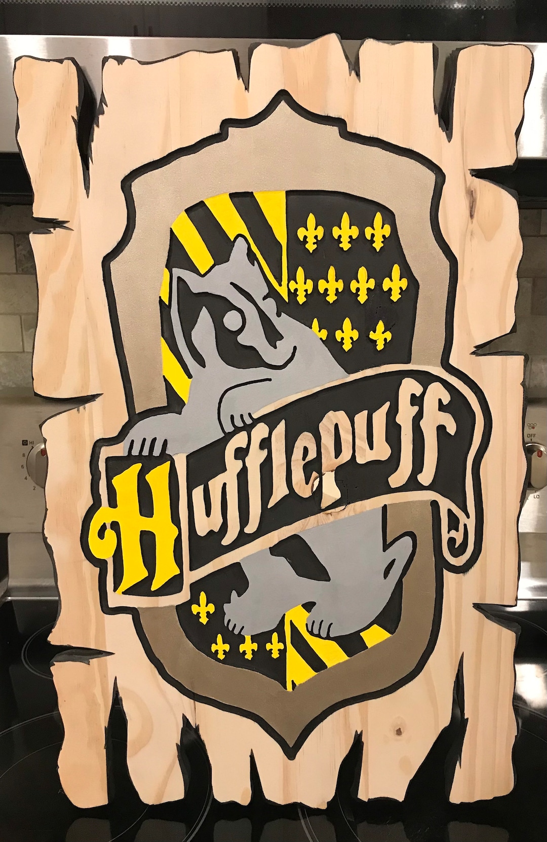 Hand Carved Wood Harry Potter HUFFLEPUFF Sign - Etsy