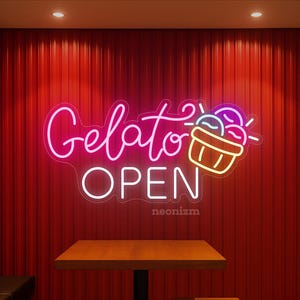 Gelato Open Neon Sign – LED Window Light for Gelato Shop, Ice Cream ...