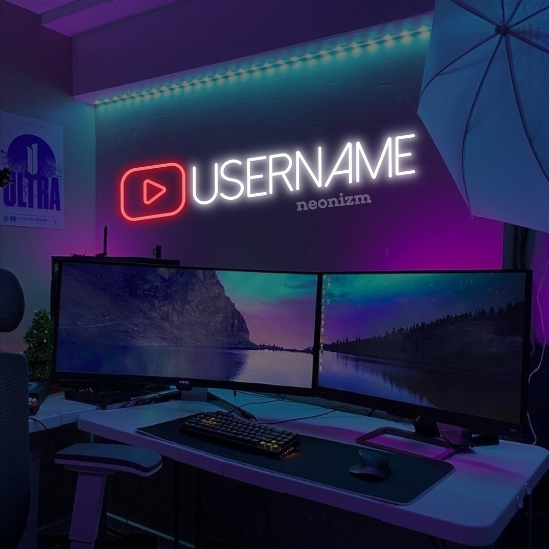 Youtube Username Neon Sign Custom: Game Room Decor, Gamer Neon Sign ...
