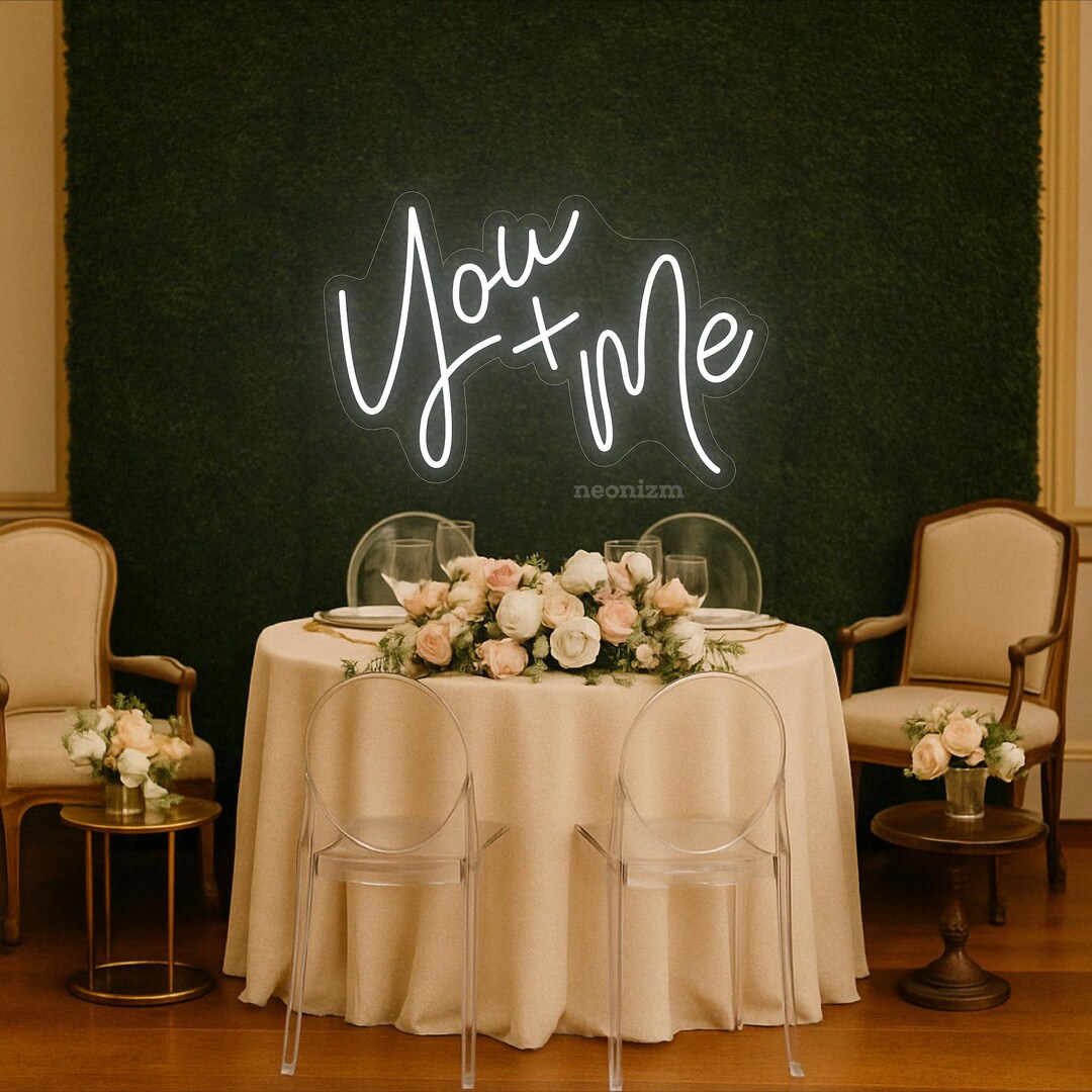 You + Me Neon Sign Wedding Backdrop – Custom Couple Neon Light for ...