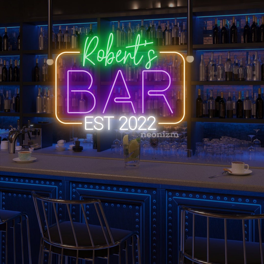 Custom Name Bar Neon Sign/ Custom Beer Sign/ Customized Home Bar Neon ...