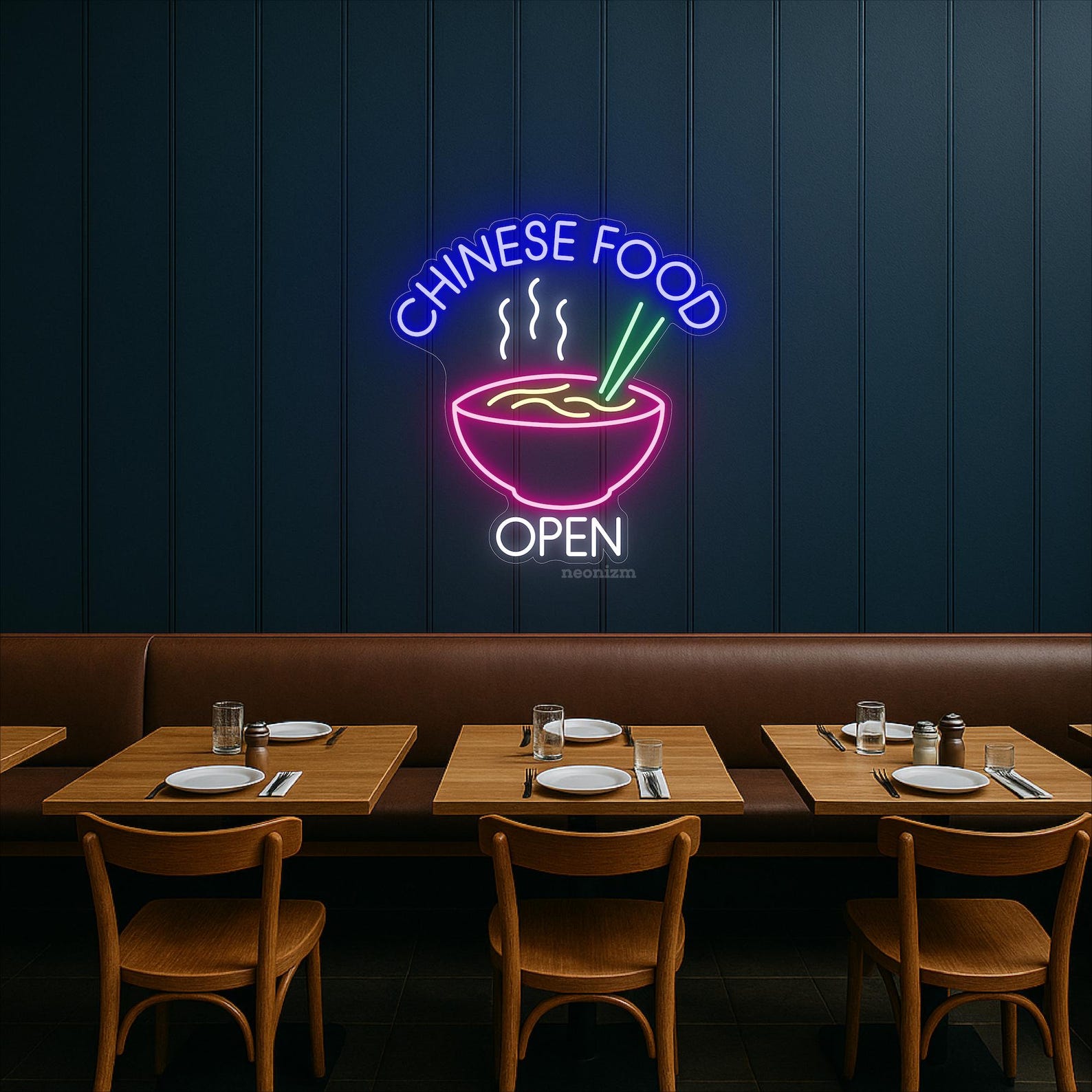 Chinese Food Open Neon Sign – LED Lighted Restaurant Sign for Chinese ...