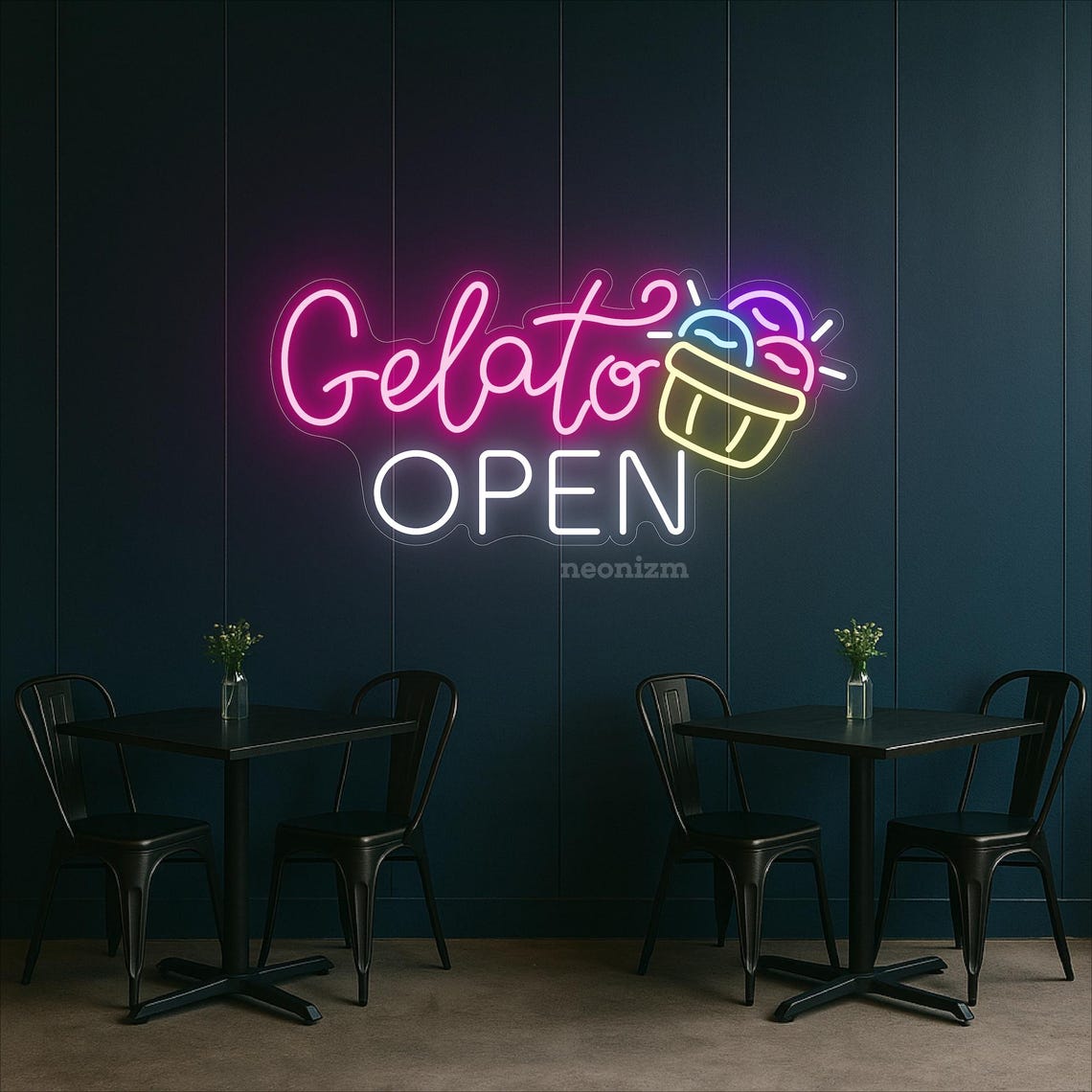 Gelato Open Neon Sign – LED Window Light for Gelato Shop, Ice Cream ...