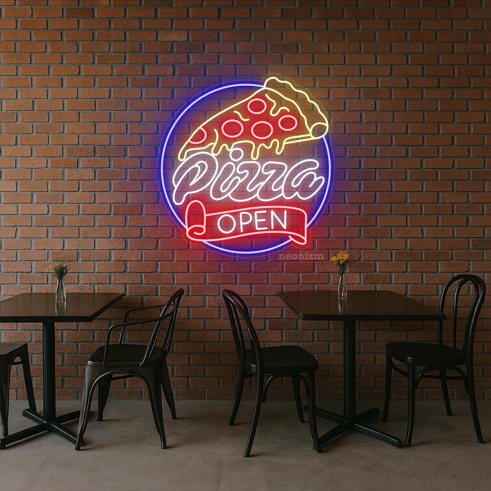 Pizza Open Neon Sign – LED Open Sign for Pizza Shop, Restaurant or Food ...