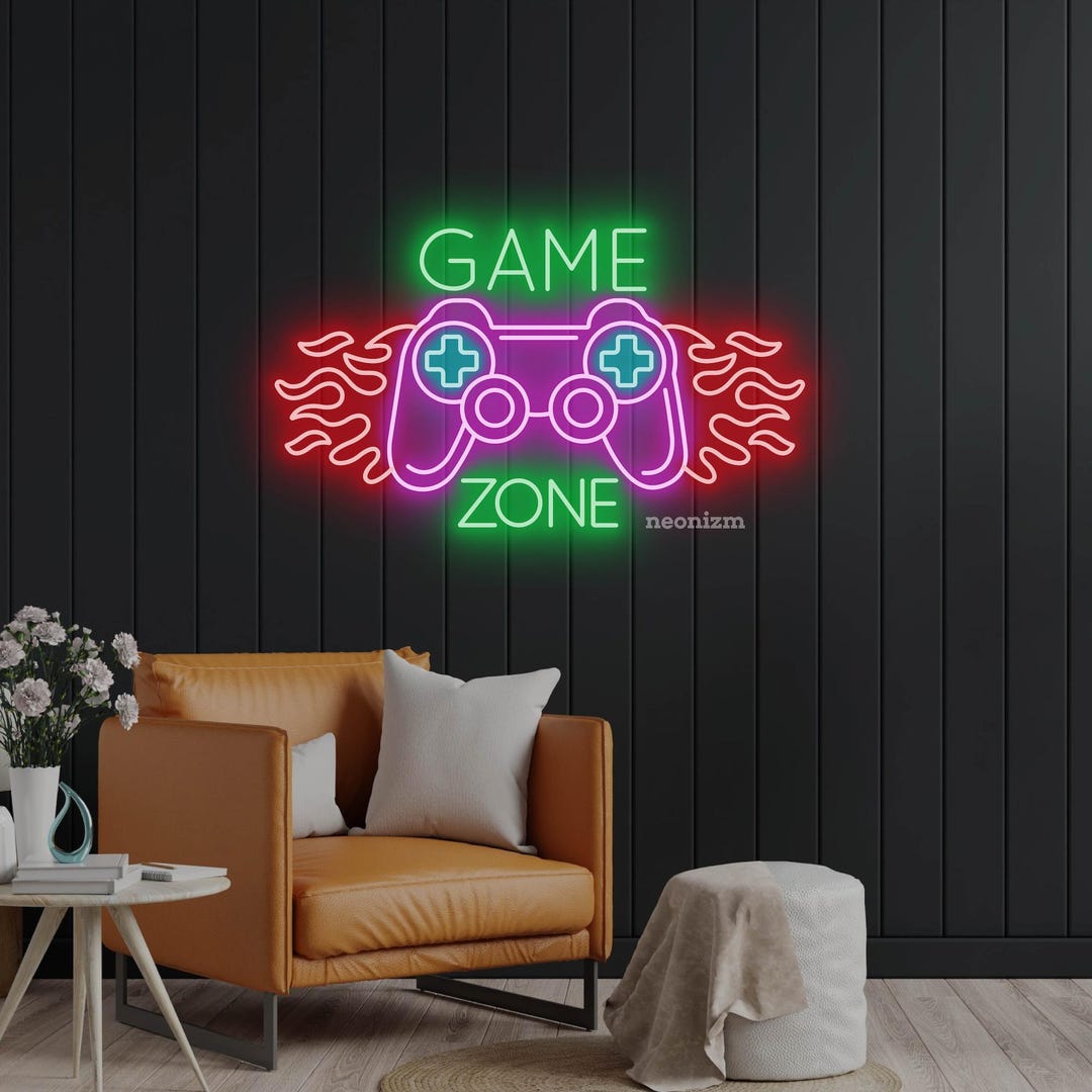 Game Zone Neon Sign, Custom LED Gaming Light, Game Room Wall Decor ...