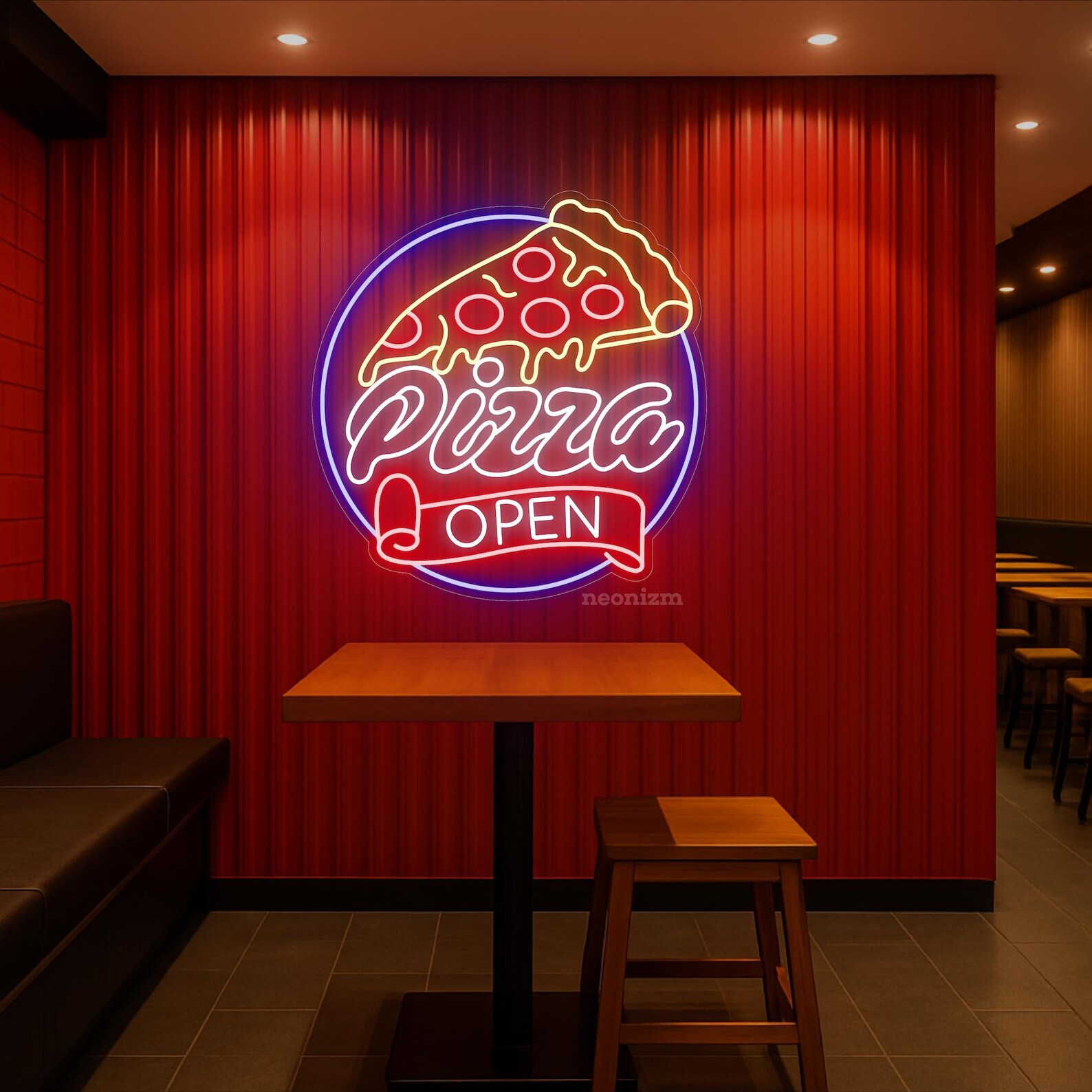 Pizza Open Neon Sign – LED Open Sign for Pizza Shop, Restaurant or Food ...