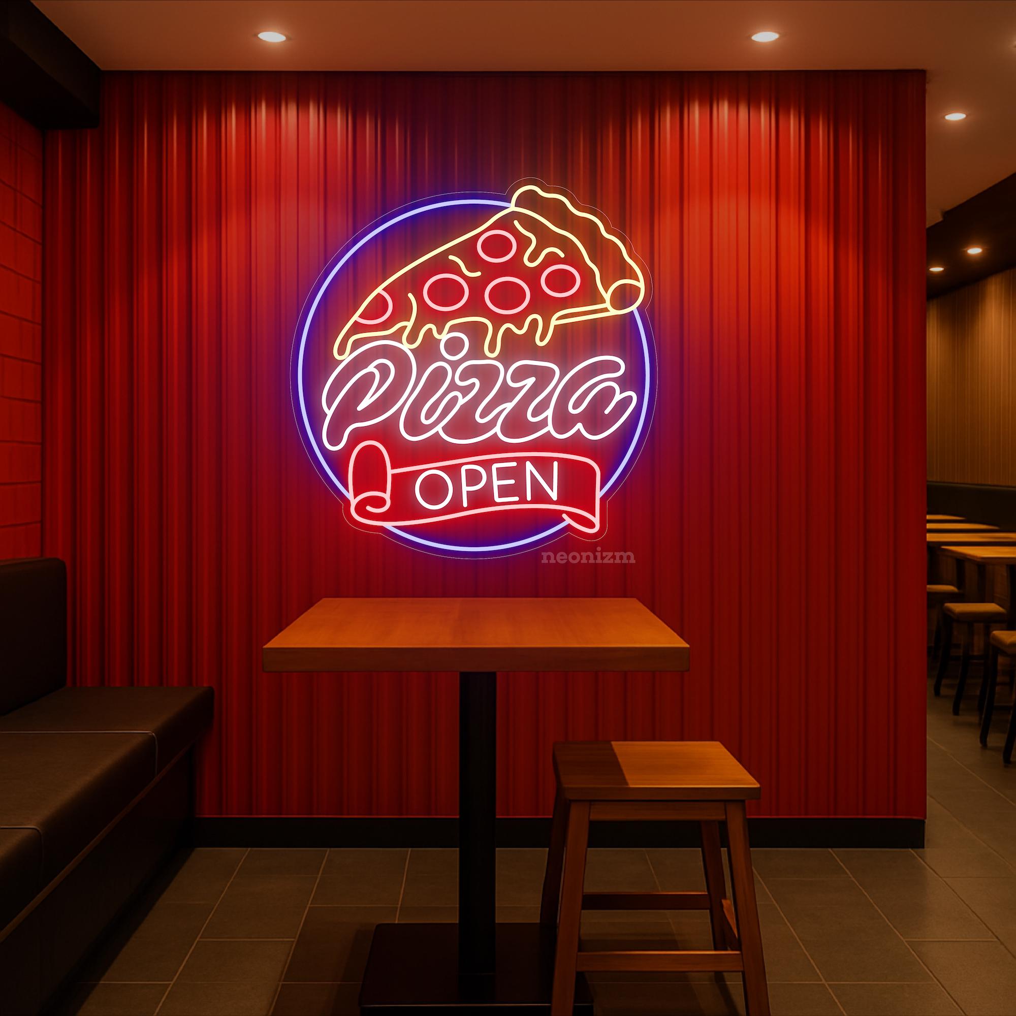 Pizza Open Neon Sign – LED Open Sign for Pizza Shop, Restaurant or Food ...