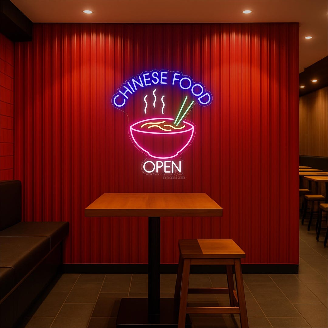 Chinese Food Open Neon Sign – LED Lighted Restaurant Sign for Chinese ...
