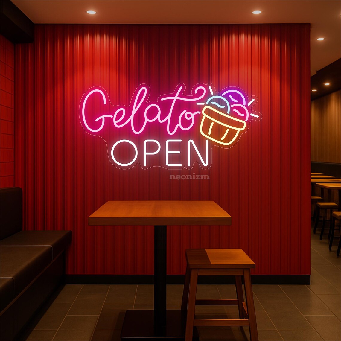 Gelato Open Neon Sign – LED Window Light for Gelato Shop, Ice Cream ...