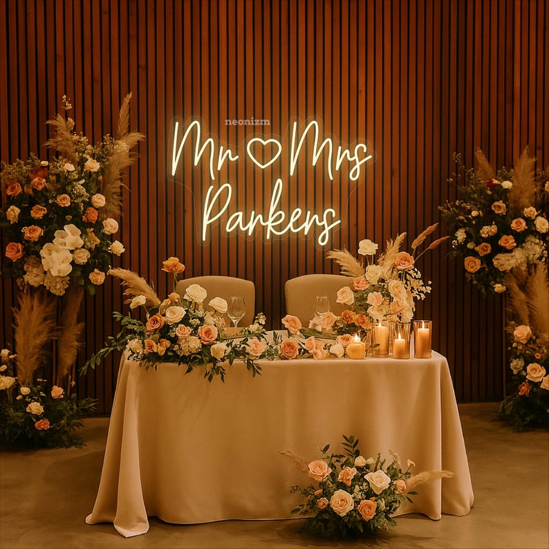 Custom Mr and Mrs Last Name Neon Sign - Wedding Neon Sign - Family Name ...