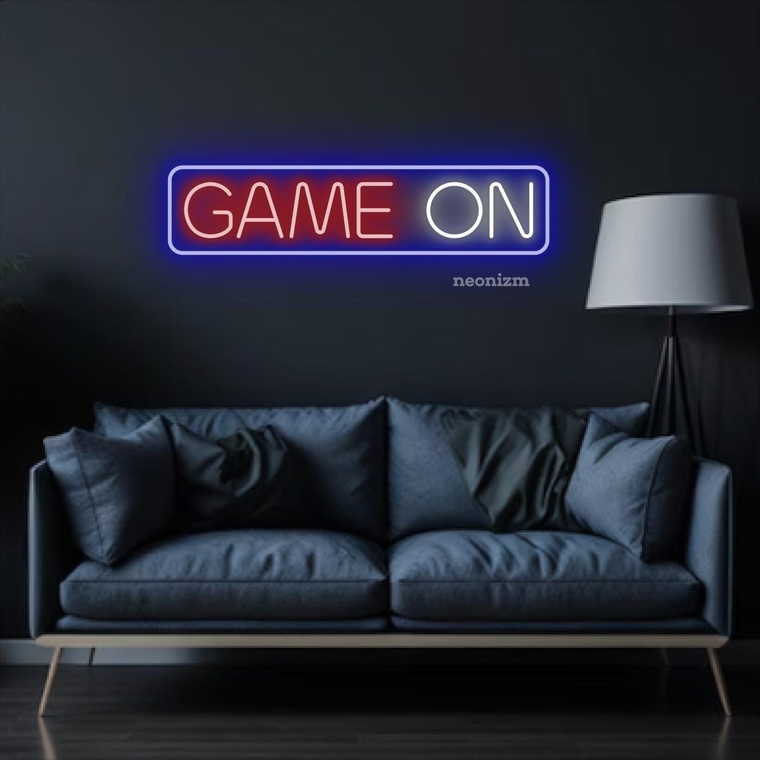 Game on Neon Sign, Gamer Room Decor, Video Game Wall Art, Neon Game ...