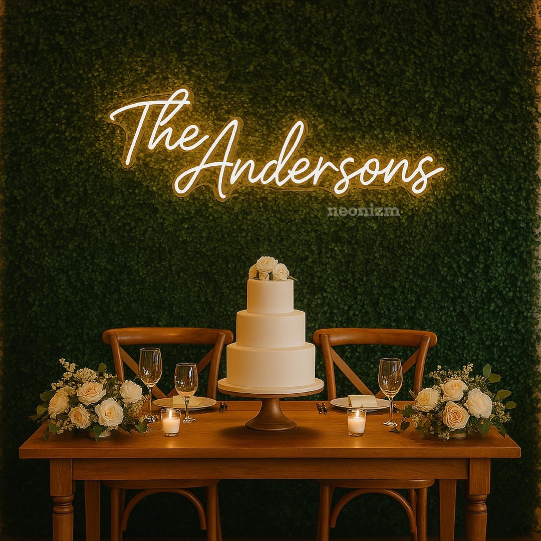 Custom Neon Last Name Sign, Wedding Neon Light With Surname ...