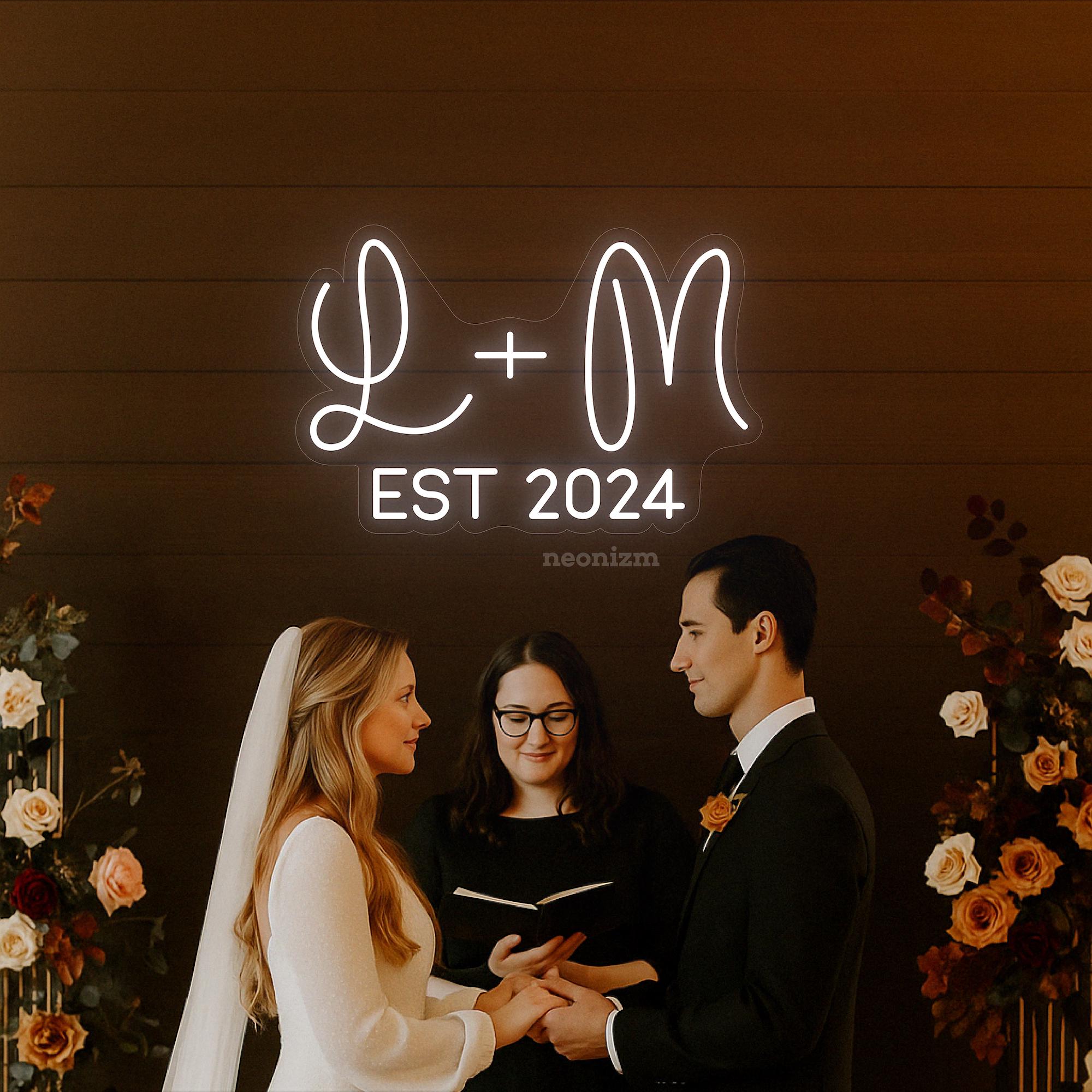 Custom Initials Neon Sign - Wedding Neon Sign - Custom Wedding Name ...