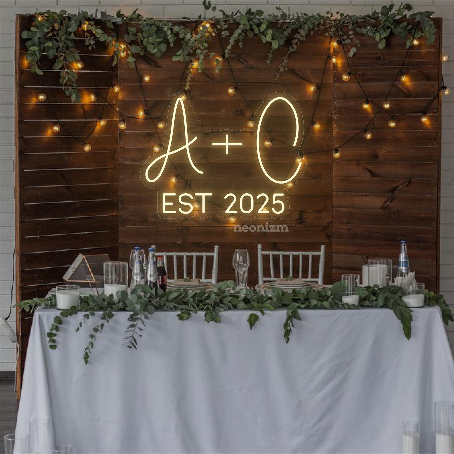 Custom Initials Neon Sign - Wedding Neon Sign - Custom Wedding Name ...