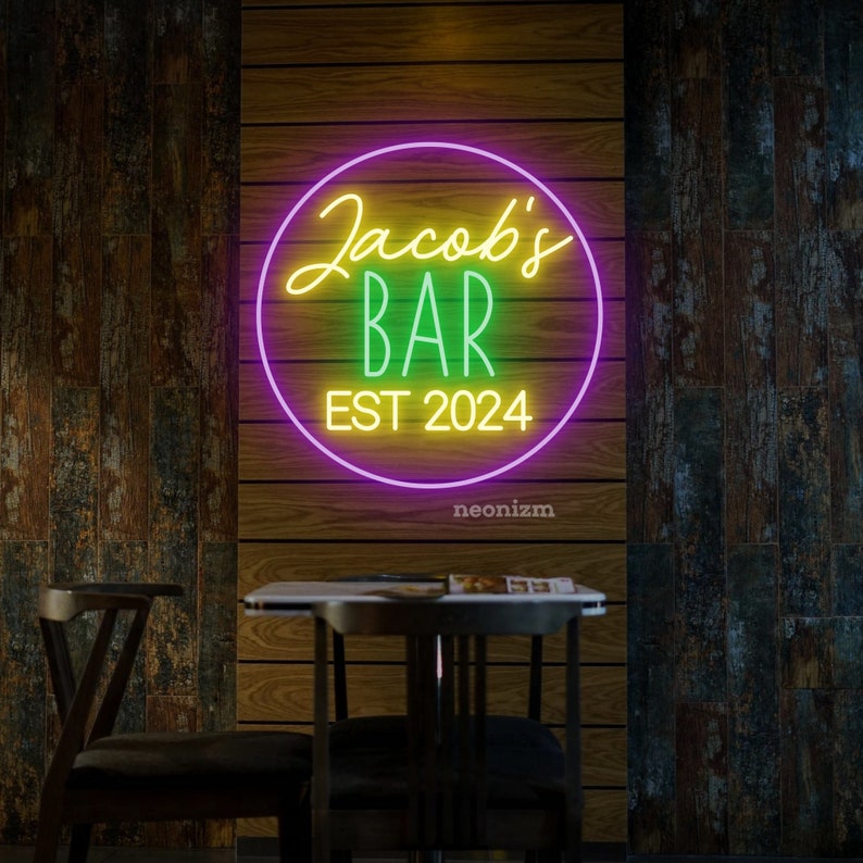 Bar Name Neon Sign Custom Decor / Neon Decor for Bar Counter / Neon Bar ...