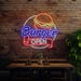 Burger Open Neon Sign - Fast Food LED Light for Burger Shop Window or ...