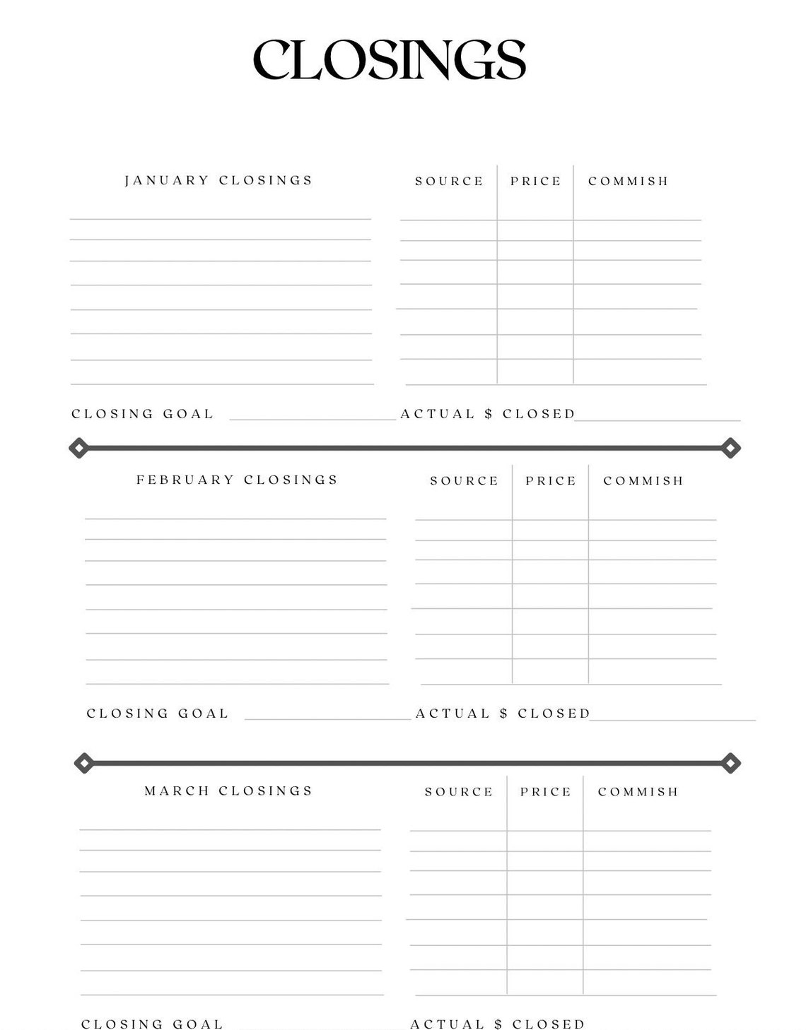 Closing Tracker for Realtors - Etsy