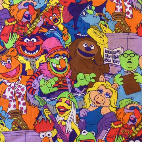 The Muppets Fabric Cast in Black Cotton Fabric - Etsy
