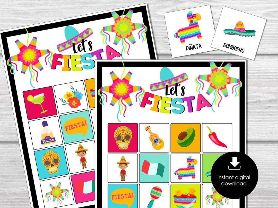 Fiesta Bingo Party Game Printable, Cinco De Mayo Bingo Game, Mexican ...