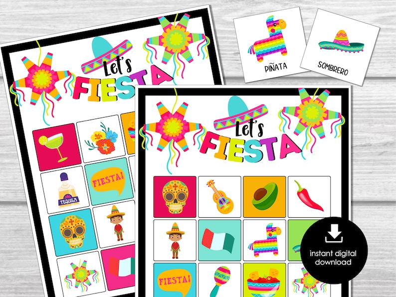 Fiesta Bingo Party Game Printable, Cinco De Mayo Bingo Game, Mexican ...