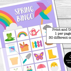 Spring Bingo Party Game for Kids, Classroom Bingo Game, Springtime ...