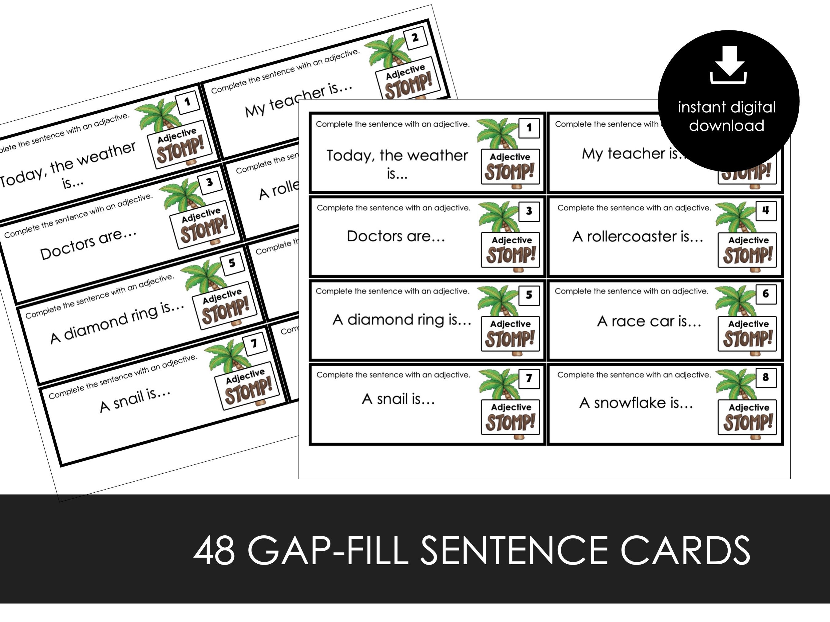 Adjectives Printable Board Game, Education Games, Grammar Game, ESL ...