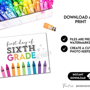First Day of 6th Grade Sign: Back to School Photo Prop (instant ...