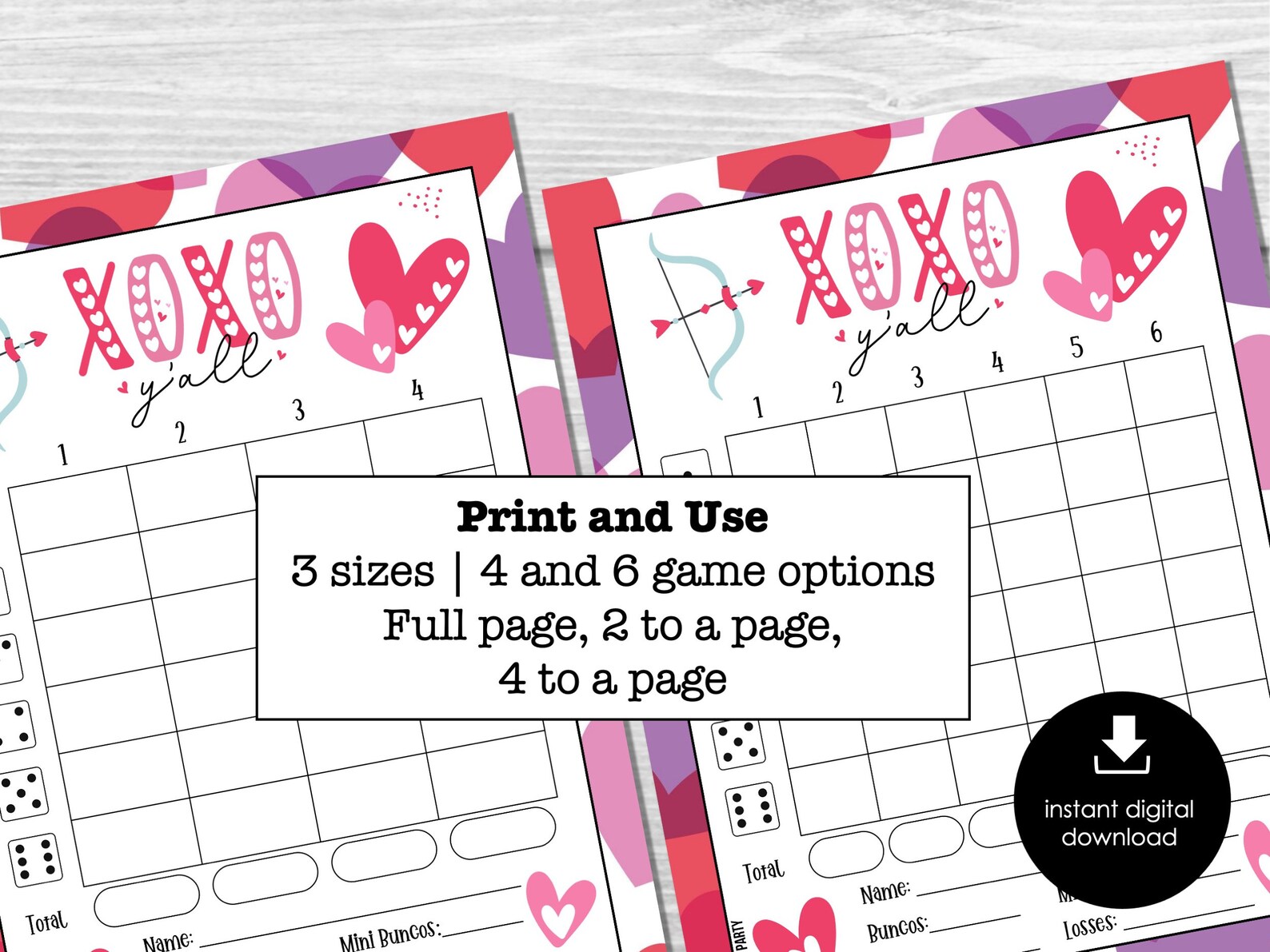 Valentine’s Day Bunco Party Bundle Printable PDF, Score Sheets ...