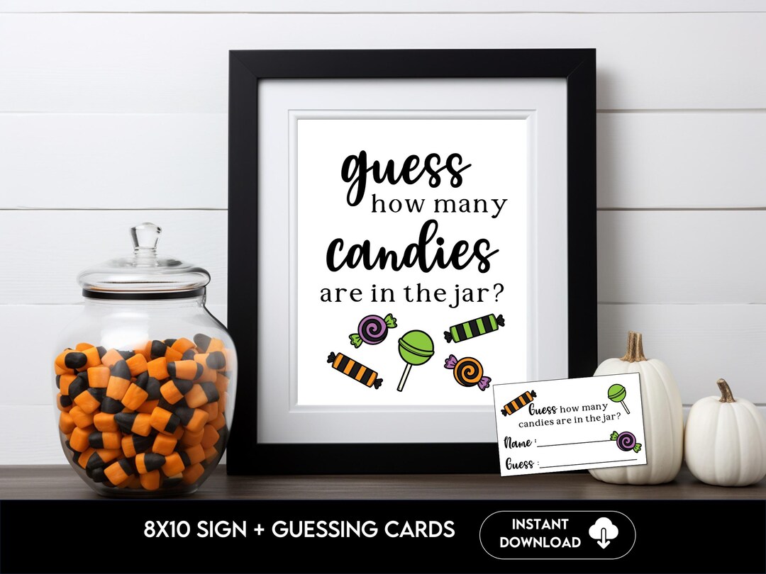 Halloween Guessing Game: Candies in Jar, Printable Party Game (digital ...