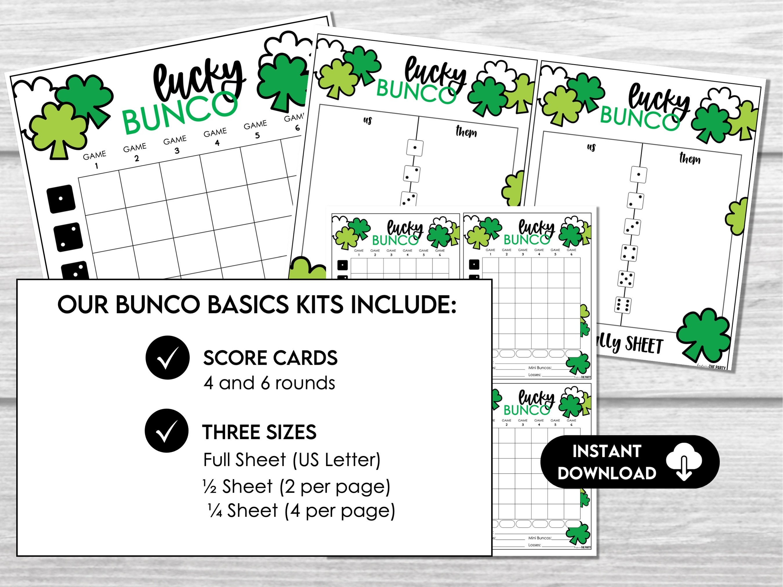 March Bunco Score Sheets, Bunco Printable, St. Patricks Bunko Party ...