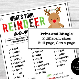 What's Your Reindeer Name, Christmas Name Game, Fun Party Name Tags ...