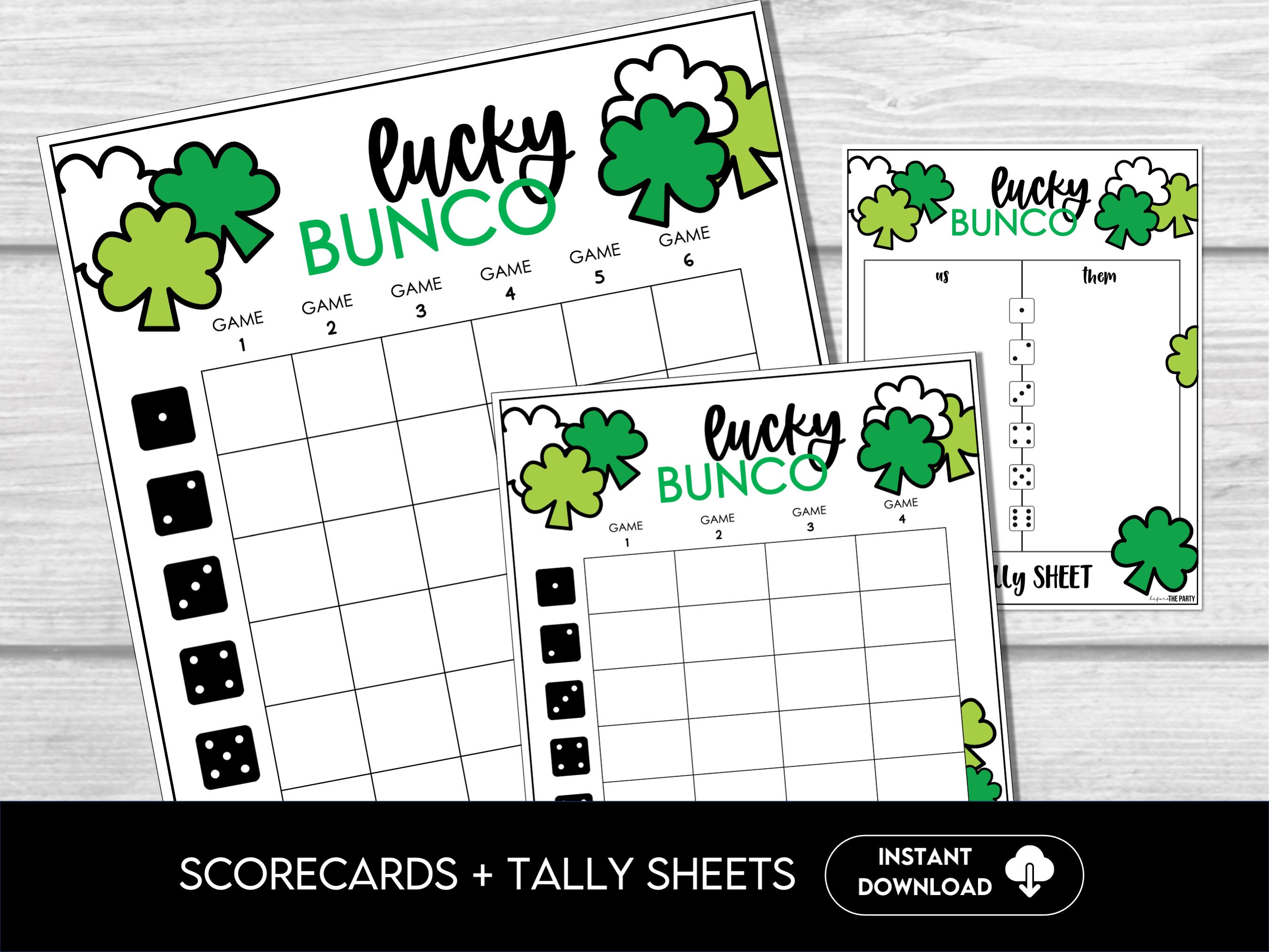 March Bunco Score Sheets, Bunco Printable, St. Patricks Bunko Party ...