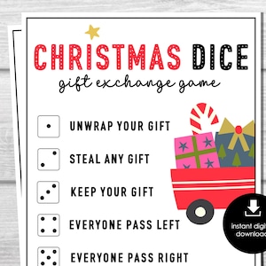Roll the Dice Christmas Gift Exchange Game, Fun Gift Swap Dice Game ...