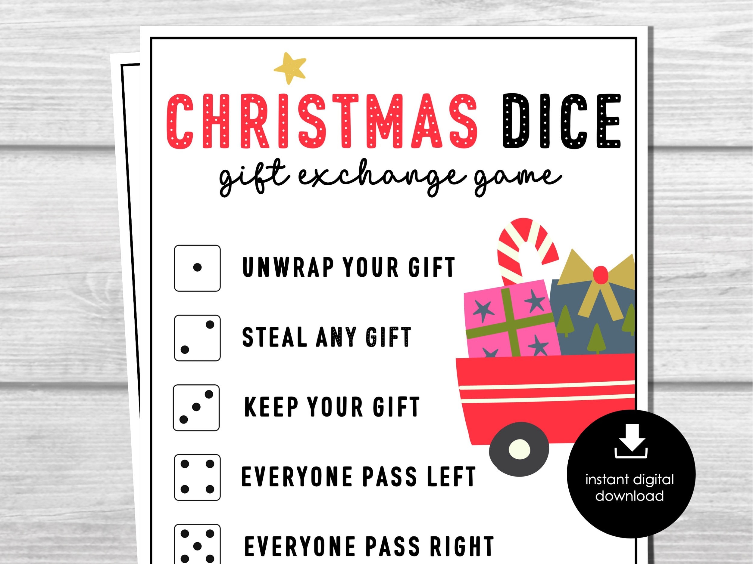 Roll the Dice Christmas Gift Exchange Game, Fun Gift Swap Dice Game ...