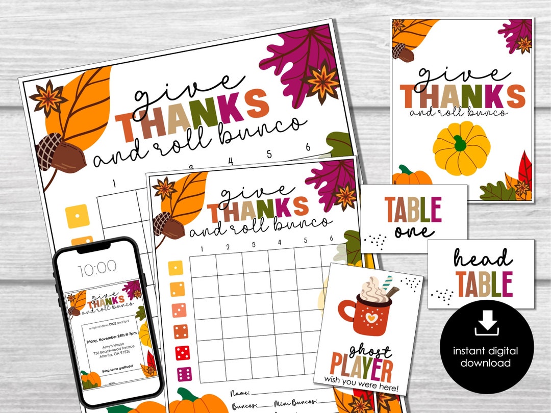 Thanksgiving Printable Bunco Score Cards, November Bunco Score Sheets ...