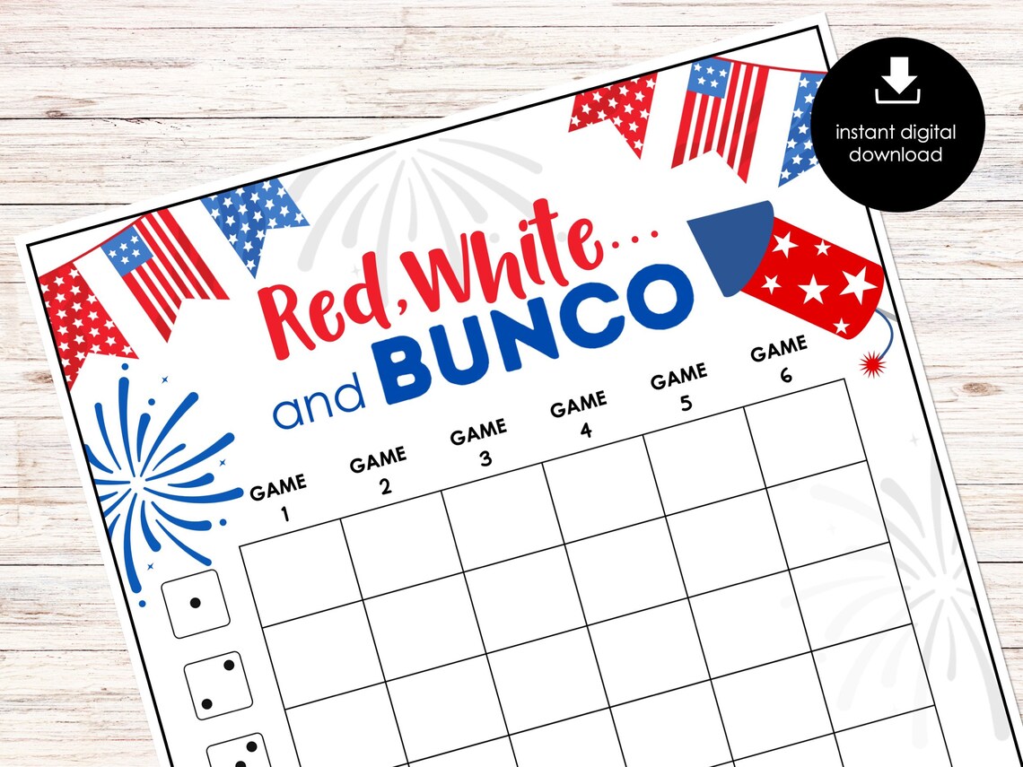 4th of July Bunco Score Cards July Fourth Party Bunco - Etsy