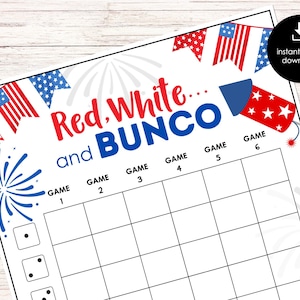 4th of July Bunco Party Bundle Printable, Score Cards & Invitation ...
