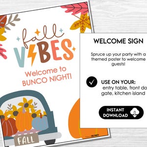 Fall Vibes Bunco Party Kit: Score Cards, Invitation (digital Download ...