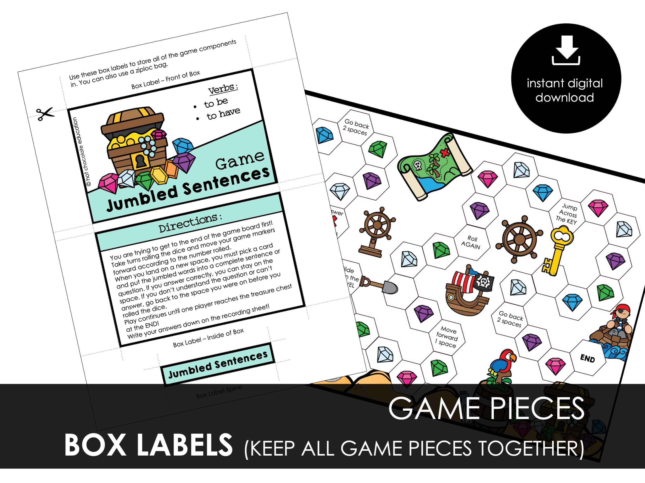 Sentence Building Printable Board Game, Verb Tenses BE & HAVE ...