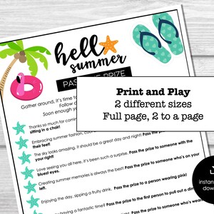 Summer Party Game: Pass the Prize - Fun Gift Exchange (printable) - Etsy
