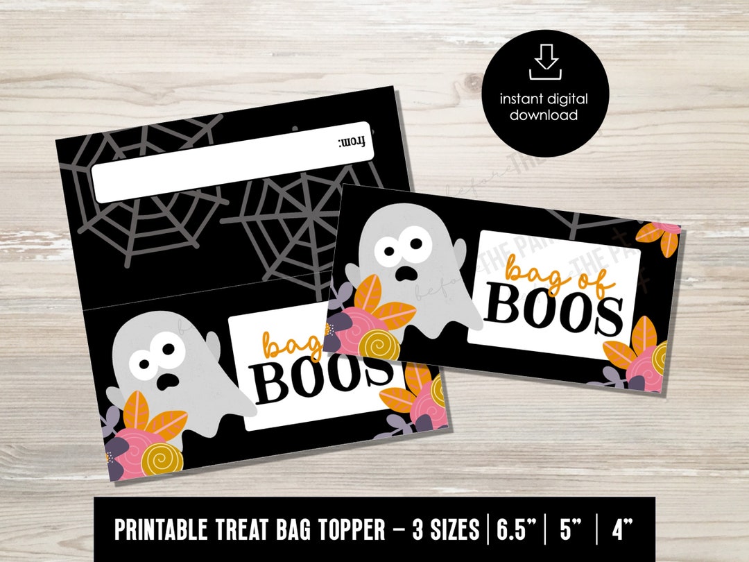 Halloween Ghost TREAT Bag Topper, 4" 5" 6.5", Halloween Bag Topper ...