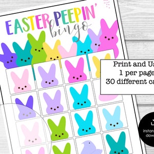 Peeps Easter Bingo Game: Spring Colors, Kids Party (digital Download ...
