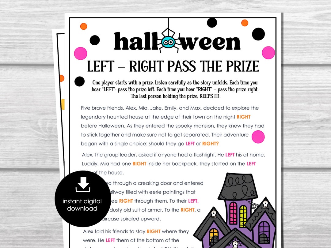 Left Right Halloween, Funny Halloween Party Games, Pass the Gift, Right ...