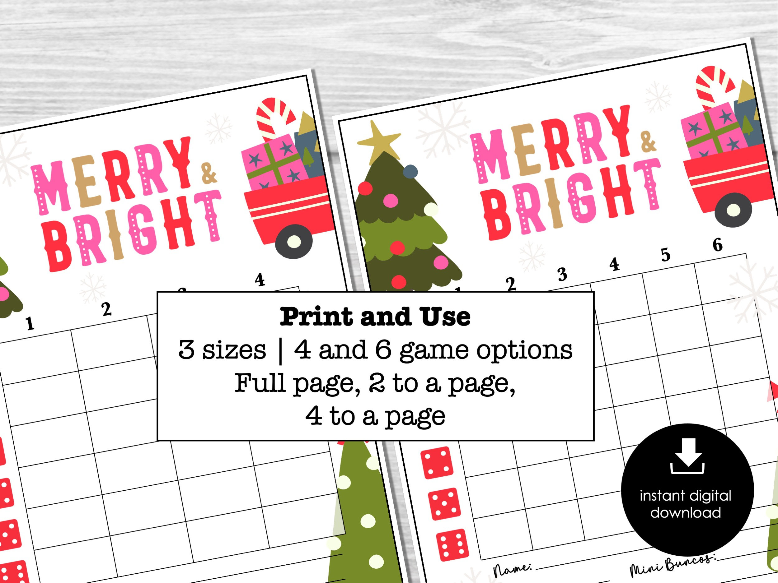Christmas Bunco Score Sheets, Merry and Bright December Bunco Game ...
