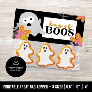 Halloween Ghost TREAT Bag Topper, 4" 5" 6.5", Halloween Bag Topper ...
