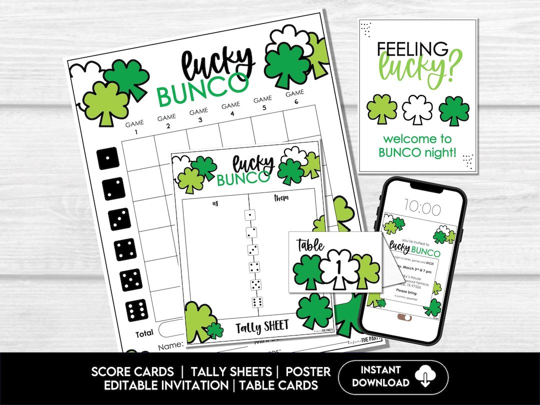 March Bunco Score Sheets, St. Patrick's Bunco, Lucky Bunco Printable ...