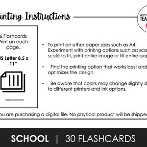 School Supplies Printable Flashcards for Kids, Classroom Vocabulary ...